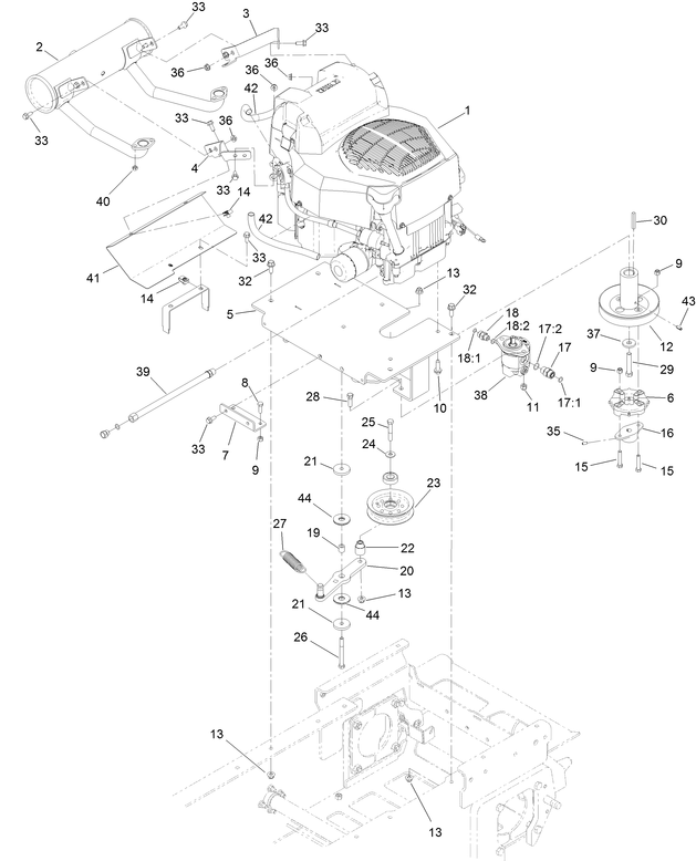 Toro Mud Buggy Engine and Pulleys Diagram for Model 68138 with Serial ...